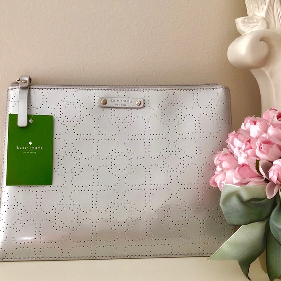 kate spade | Accessories | Kate Spade Large Silver Pouch | Poshmark
